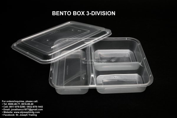 Bento Box 3 Division MICROWAVABLE CONTAINER - St. Joseph Trading