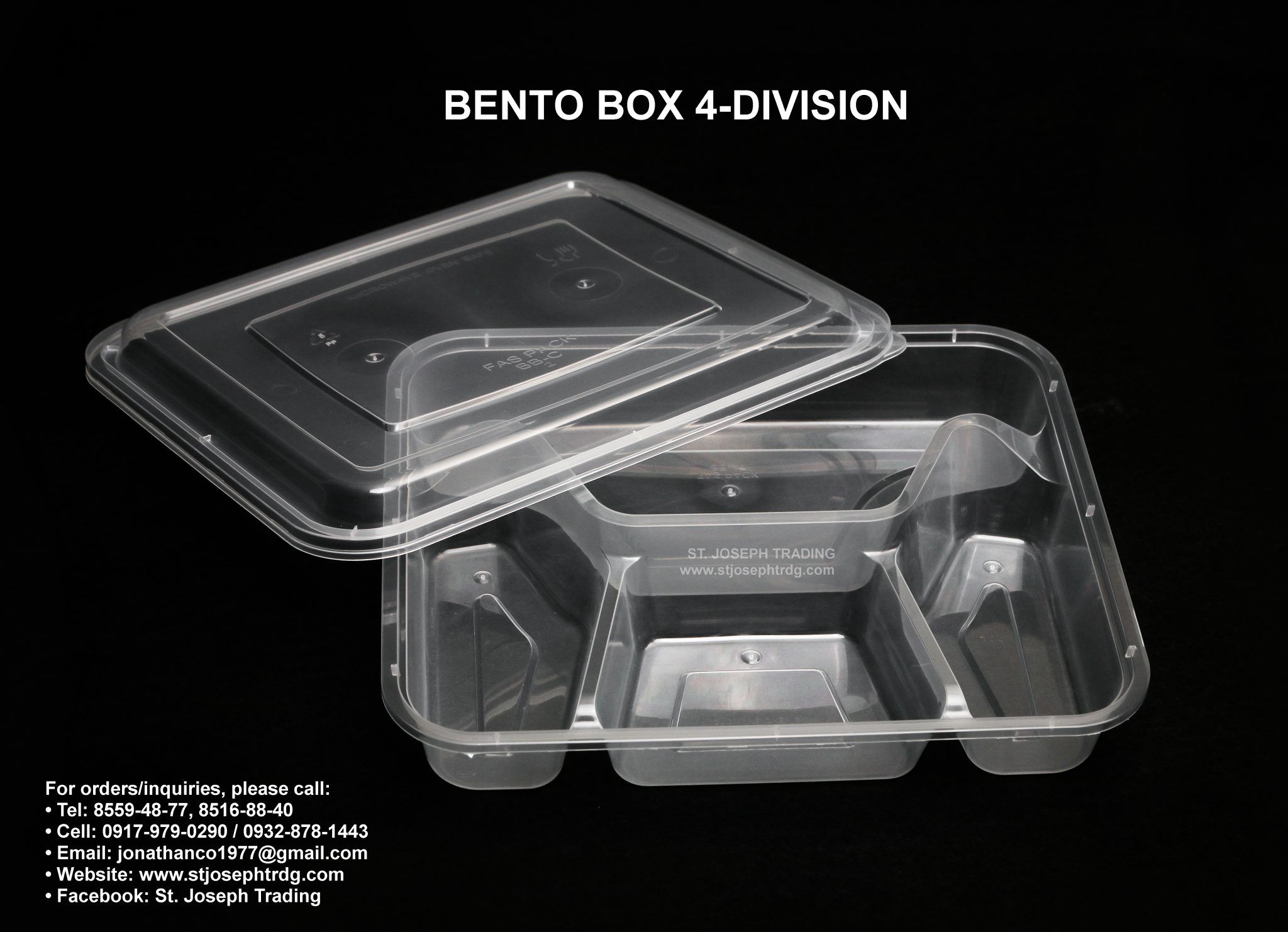 Bento Box 4 Division MICROWAVABLE CONTAINER - St. Joseph Trading